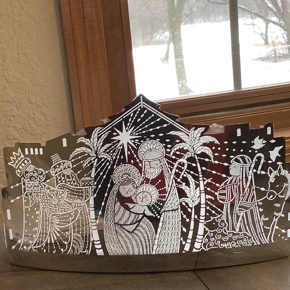PartyLite | Holiday | Thin Tin Silver Etched Nativity Partylite Candle ...